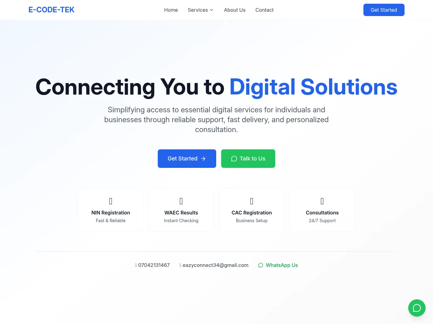 E-CODE-TEK Digital Services Website