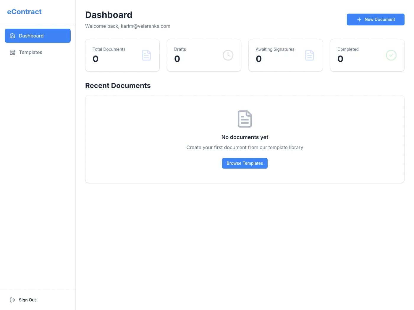 eContract Signature Platform with Template Library