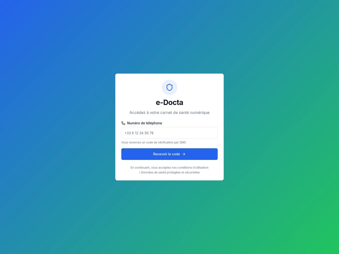 e-Docta: Plateforme digitale de carnet de santé avec accès par numéro de téléphone