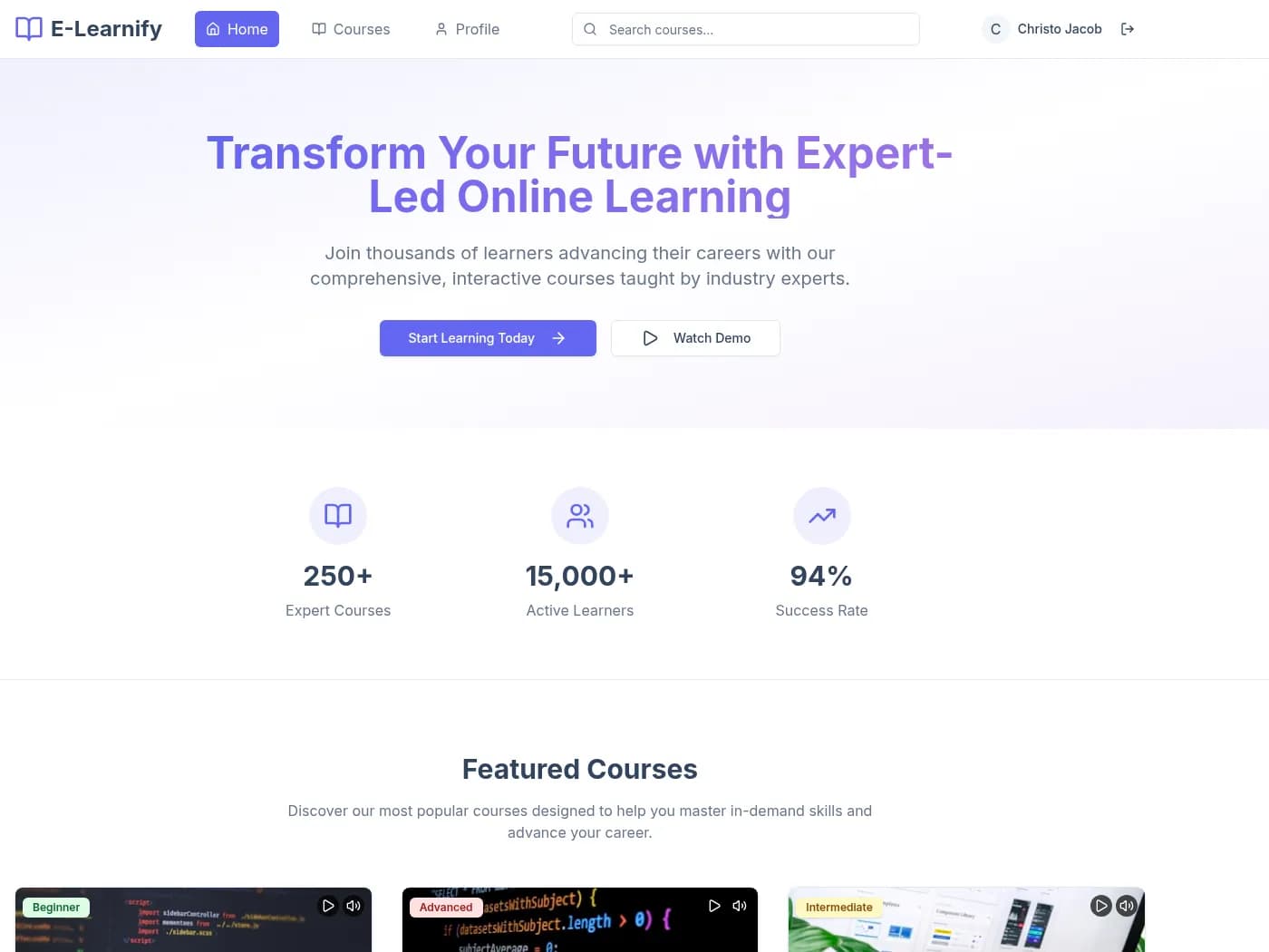 E-Learnify: Interactive Online Learning Platform
