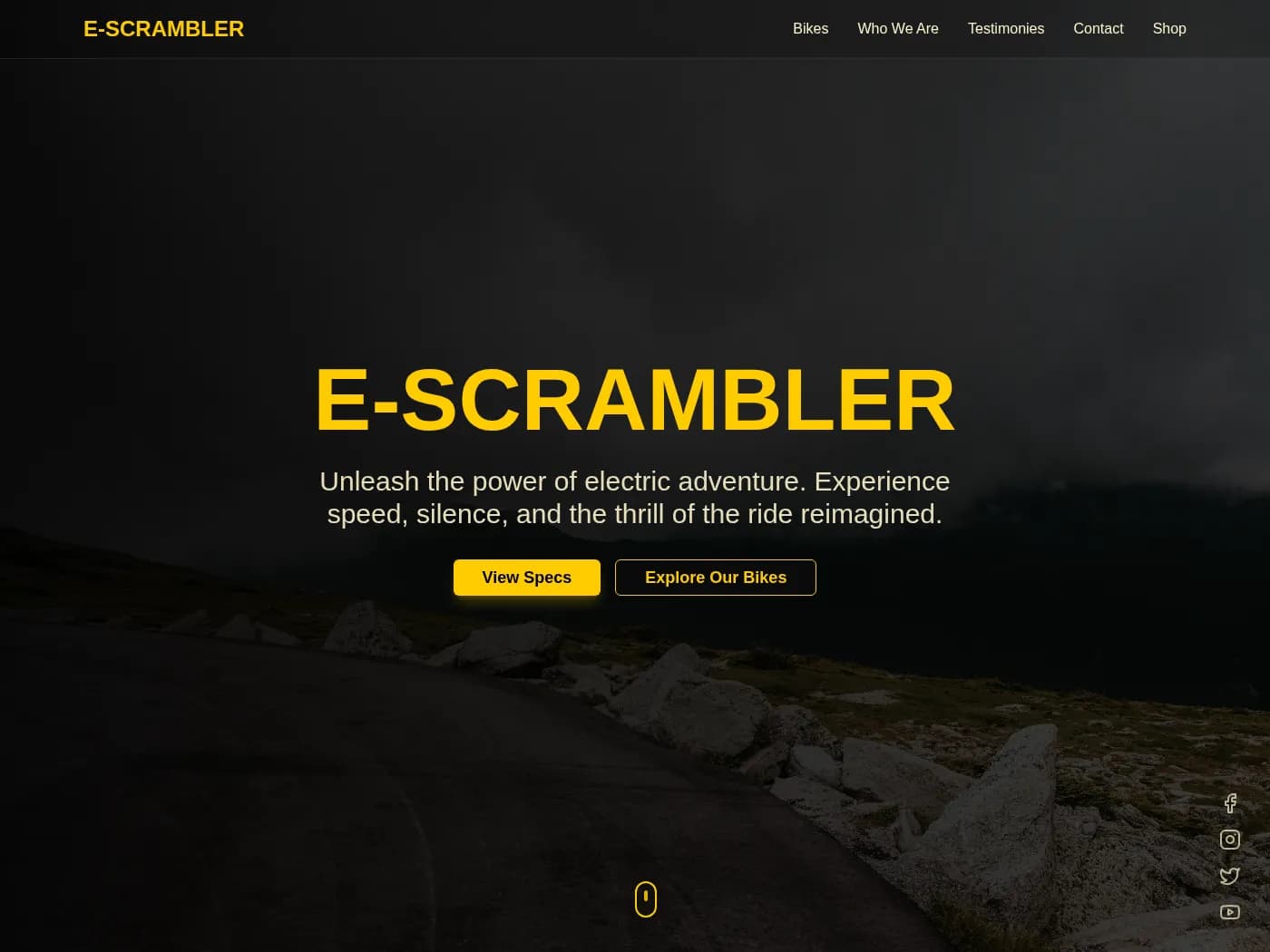 E-SCRAMBLER: Cinematic Electric Motorcycle Website