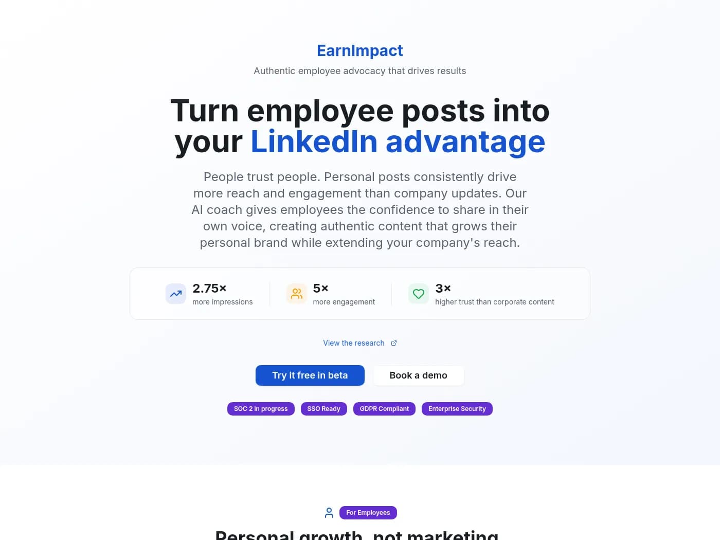 EarnImpact: Authentic Employee Advocacy Platform