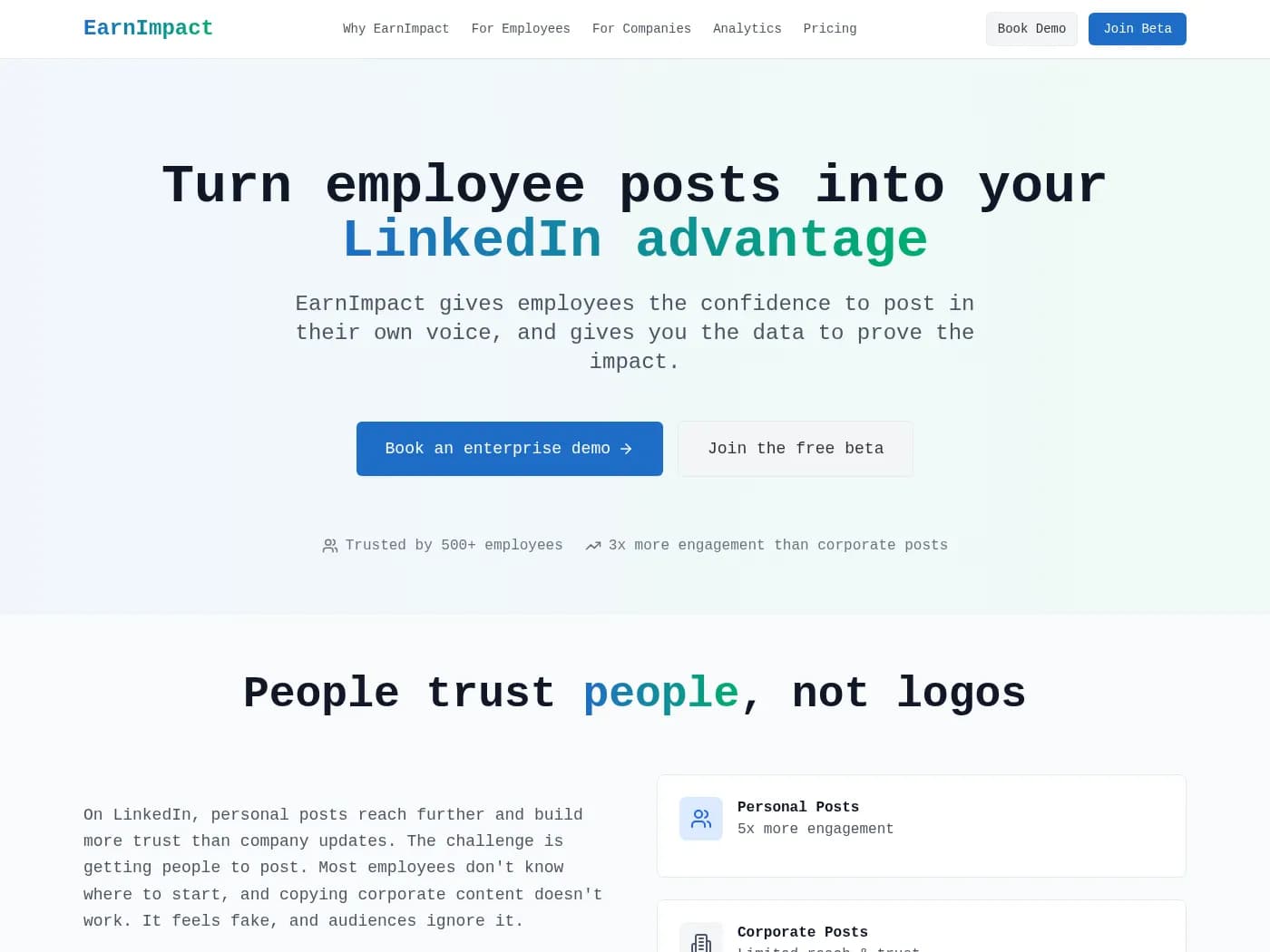 EarnImpact: Employee Advocacy & Analytics Platform