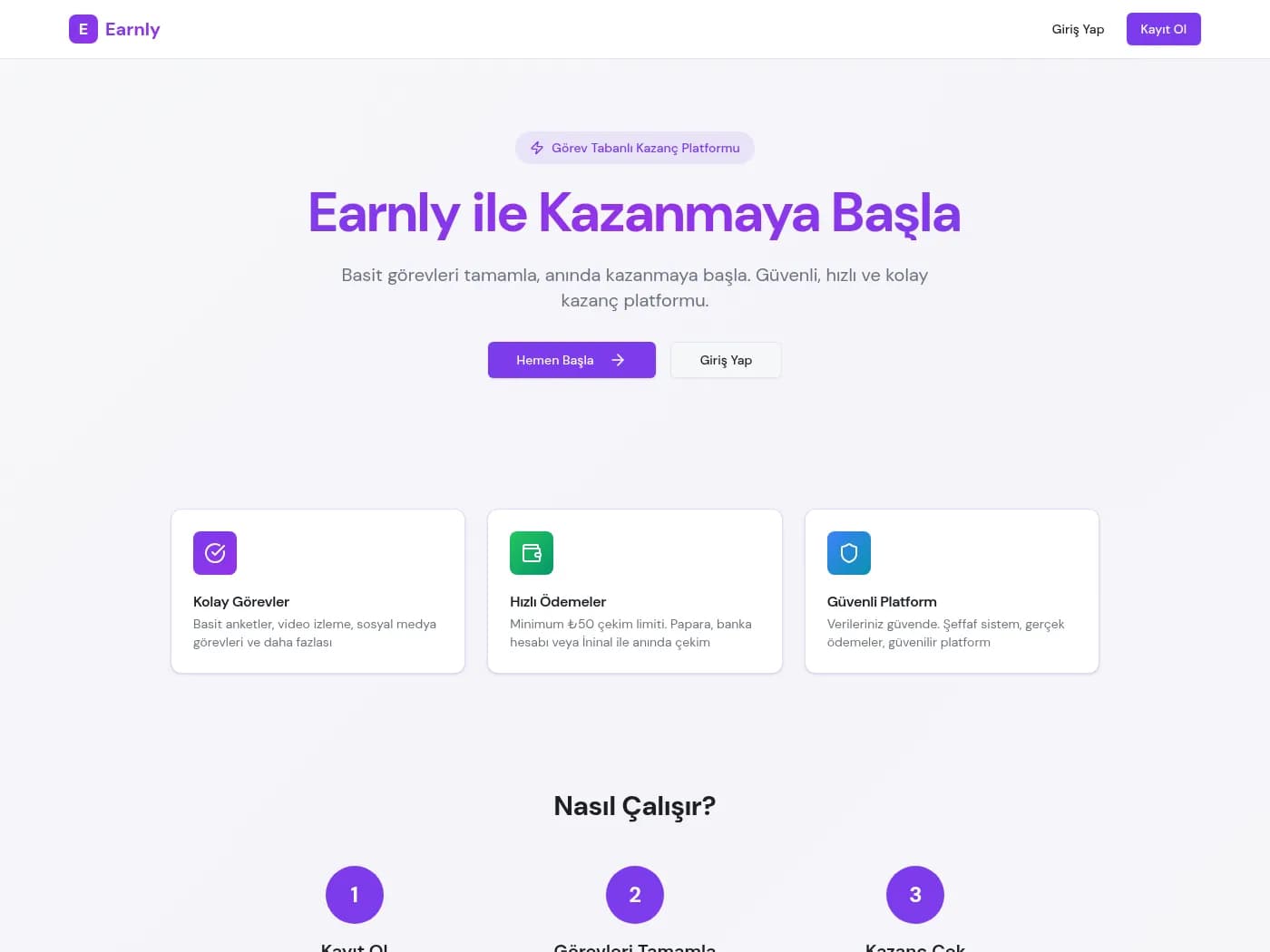 Earnly: Görev Tabanlı Kazanç Platformu ve Admin Paneli