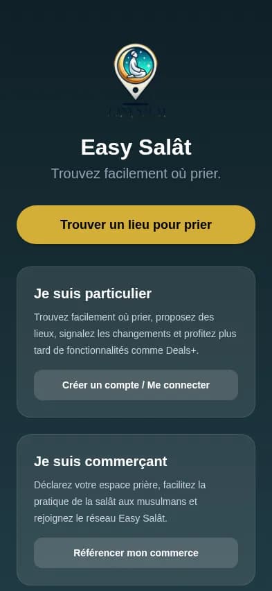 Easy Salât – Trouvez rapidement un espace de prière Muslim-friendly en ville