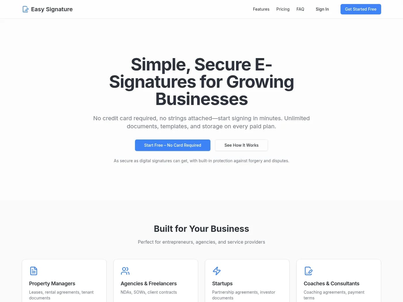 Easy Signature: Effortless, Secure E-Signatures for Growing Businesses