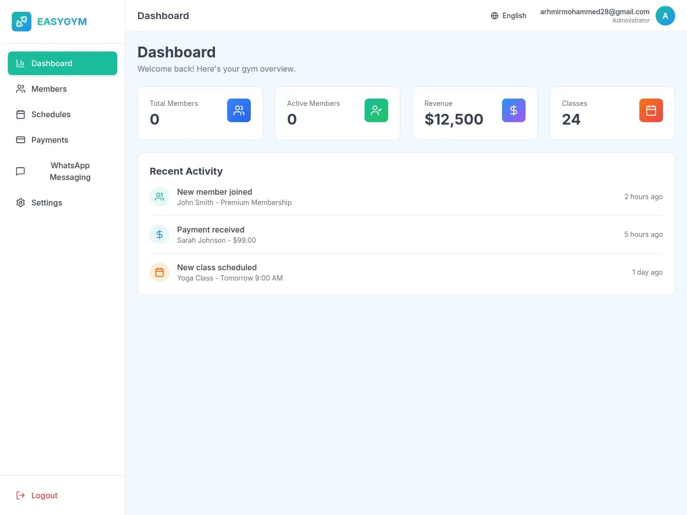 EasyGym Club Management Platform
