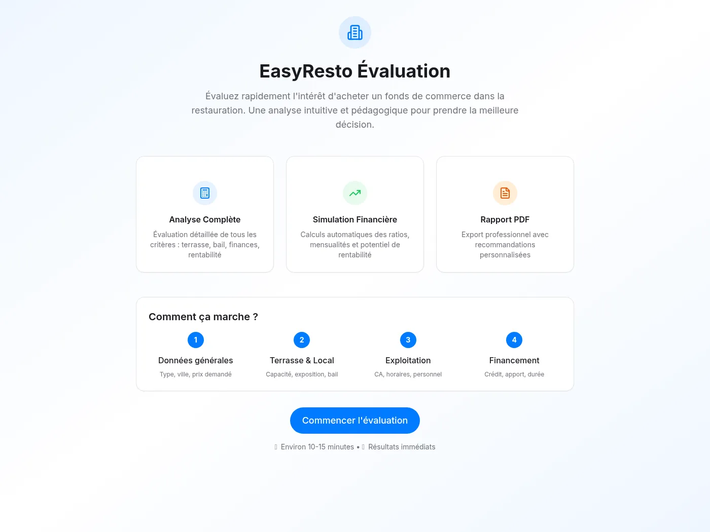EasyResto Évaluation — Analyse Intuitive de Rachat de Fonds de Commerce en Restauration