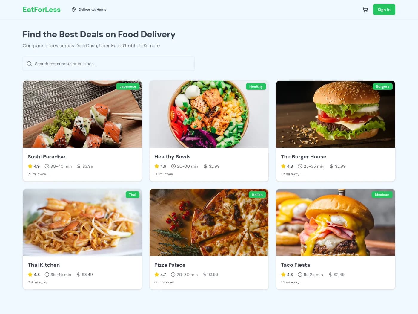 EatForLess: Unified Food Delivery Comparison & Ordering App
