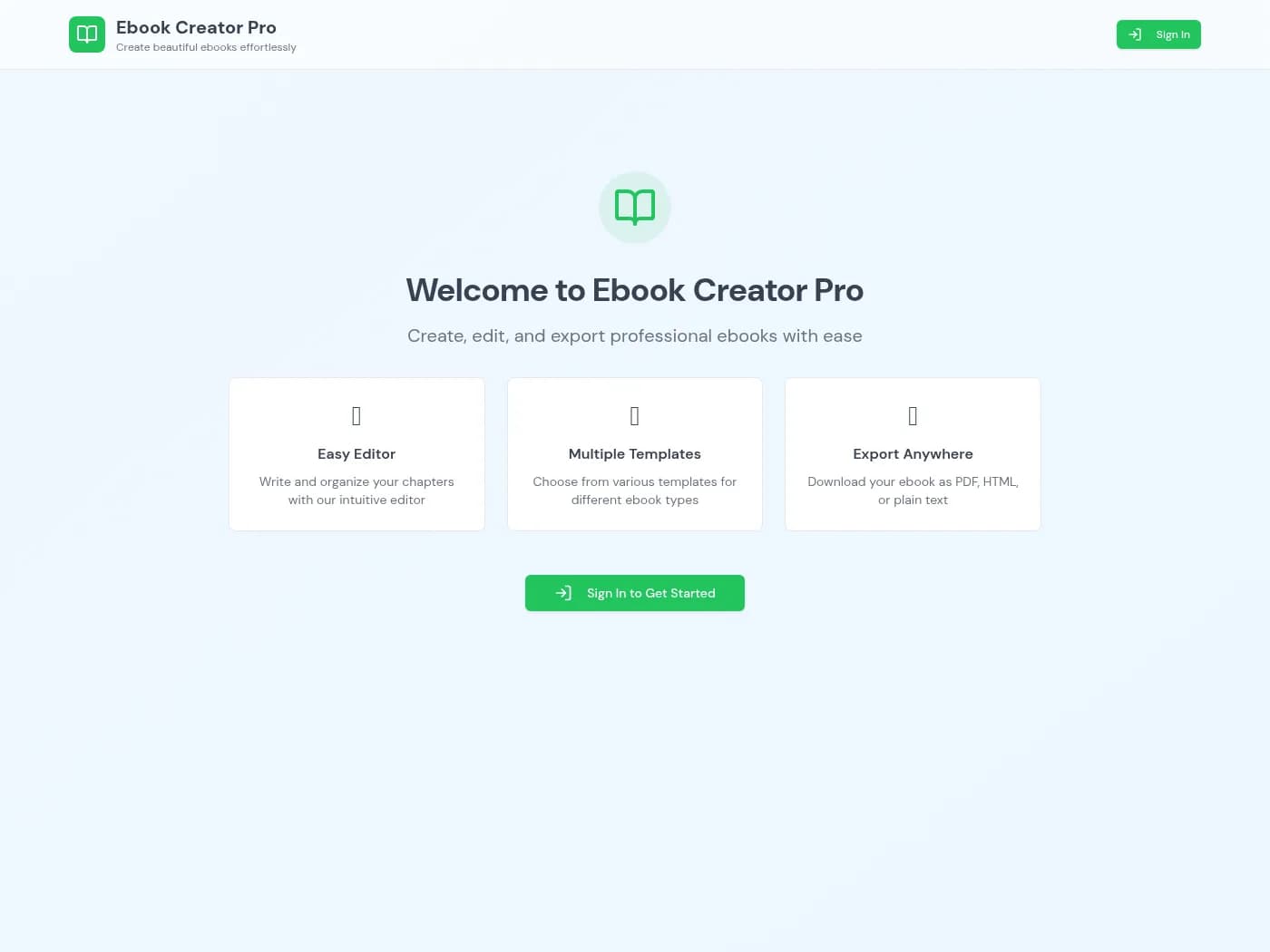 Ebook Creator Pro – Effortless Web-based Ebook Generation