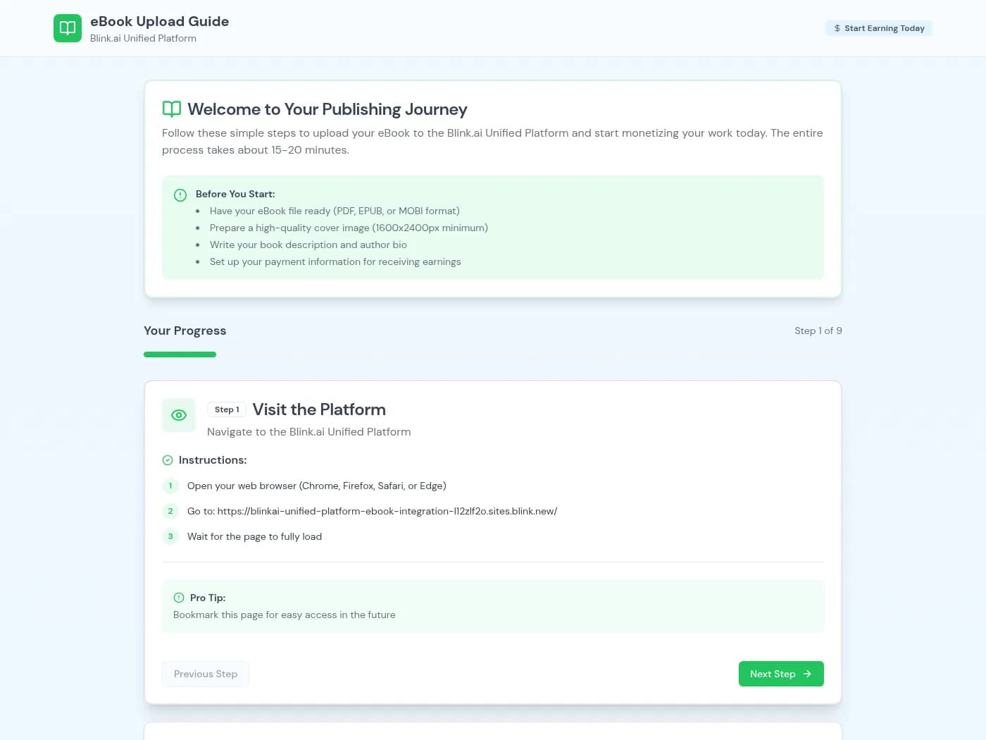eBook Upload Steps for Blink.ai Unified Platform