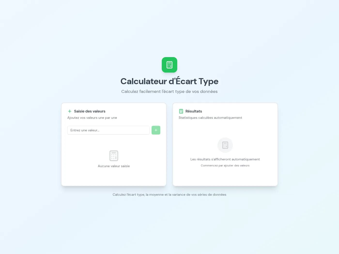 Écart Type Calculator App