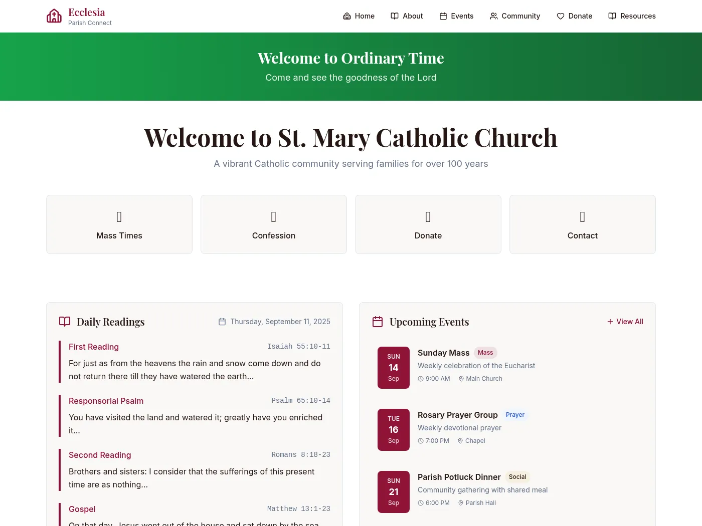 Ecclesia Parish Connect – Global Catholic Community & Parish Hub