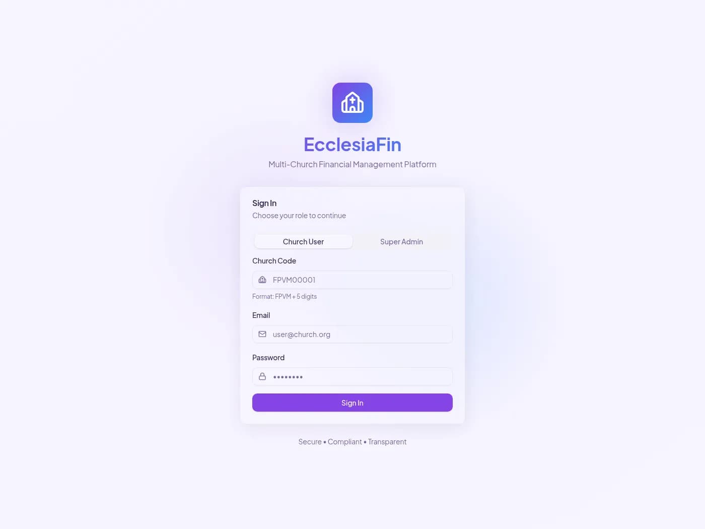 EcclesiaFin – Multi-Church Financial Management Platform with Advanced Governance