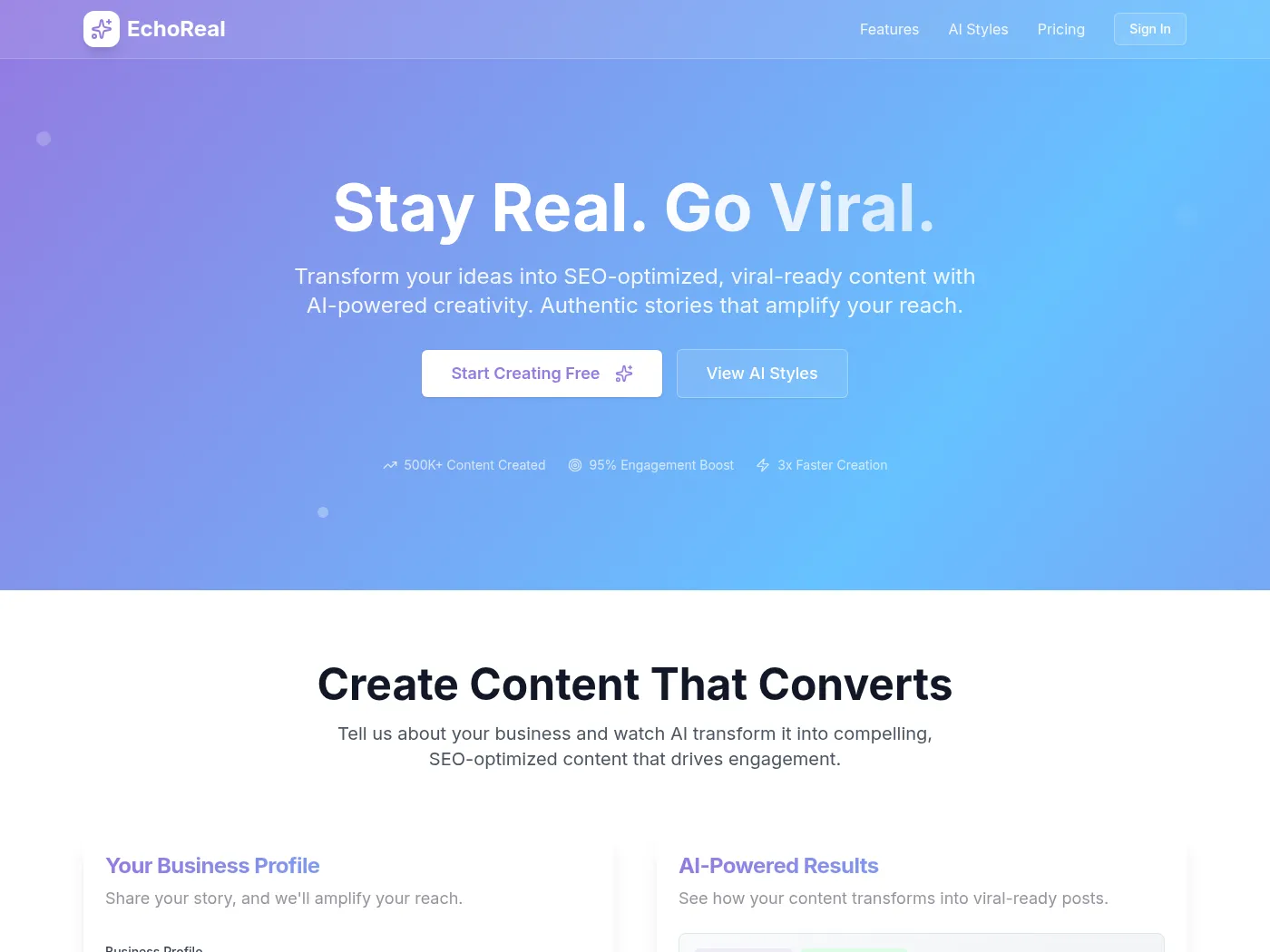 EchoReal Brand & Web Experience