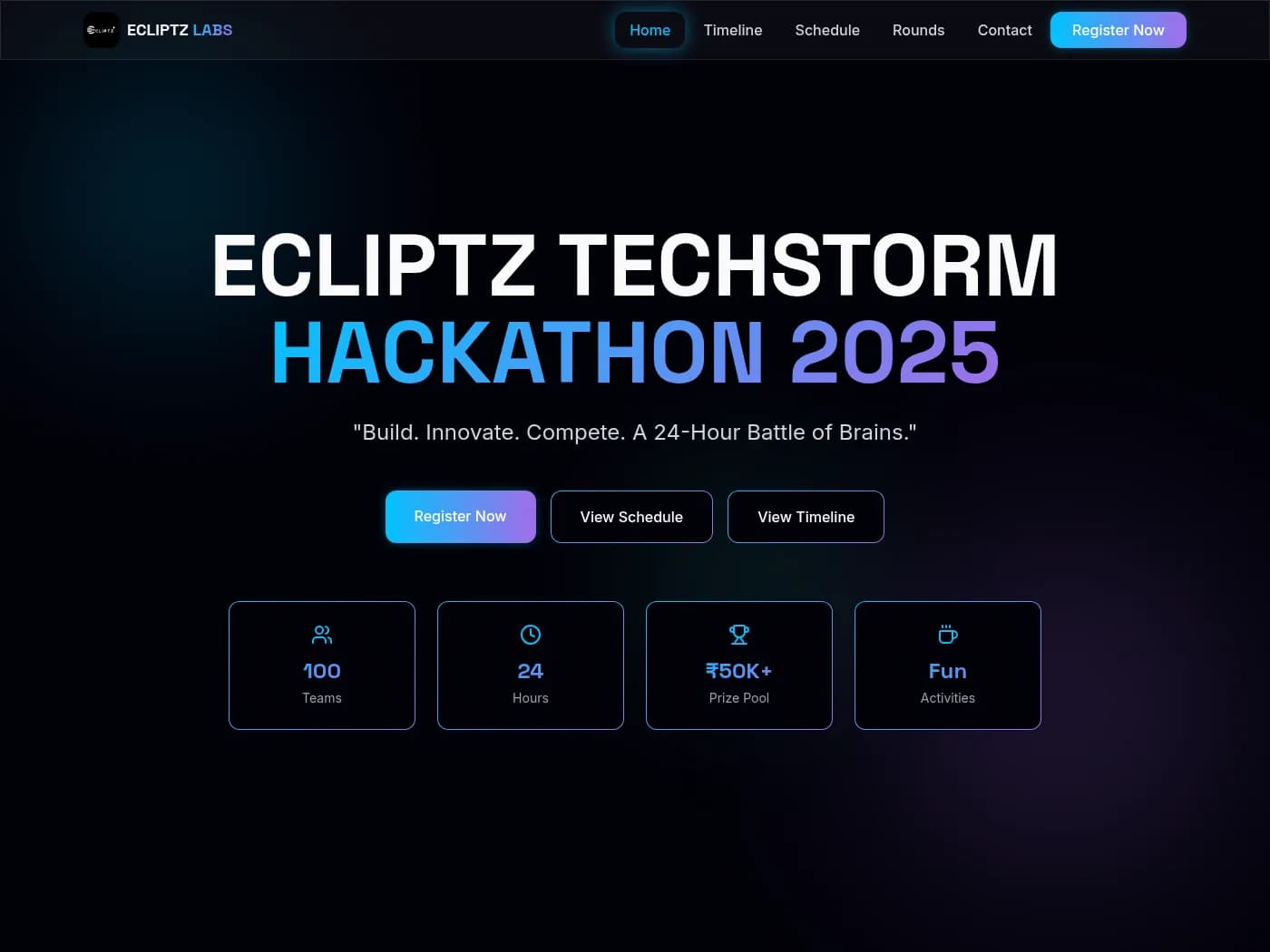 Ecliptz Techstorm Hackathon 2025 — Futuristic Premium Hackathon Website