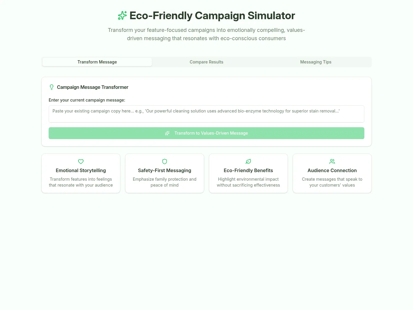 Eco-Friendly Product Messaging Campaign Simulator