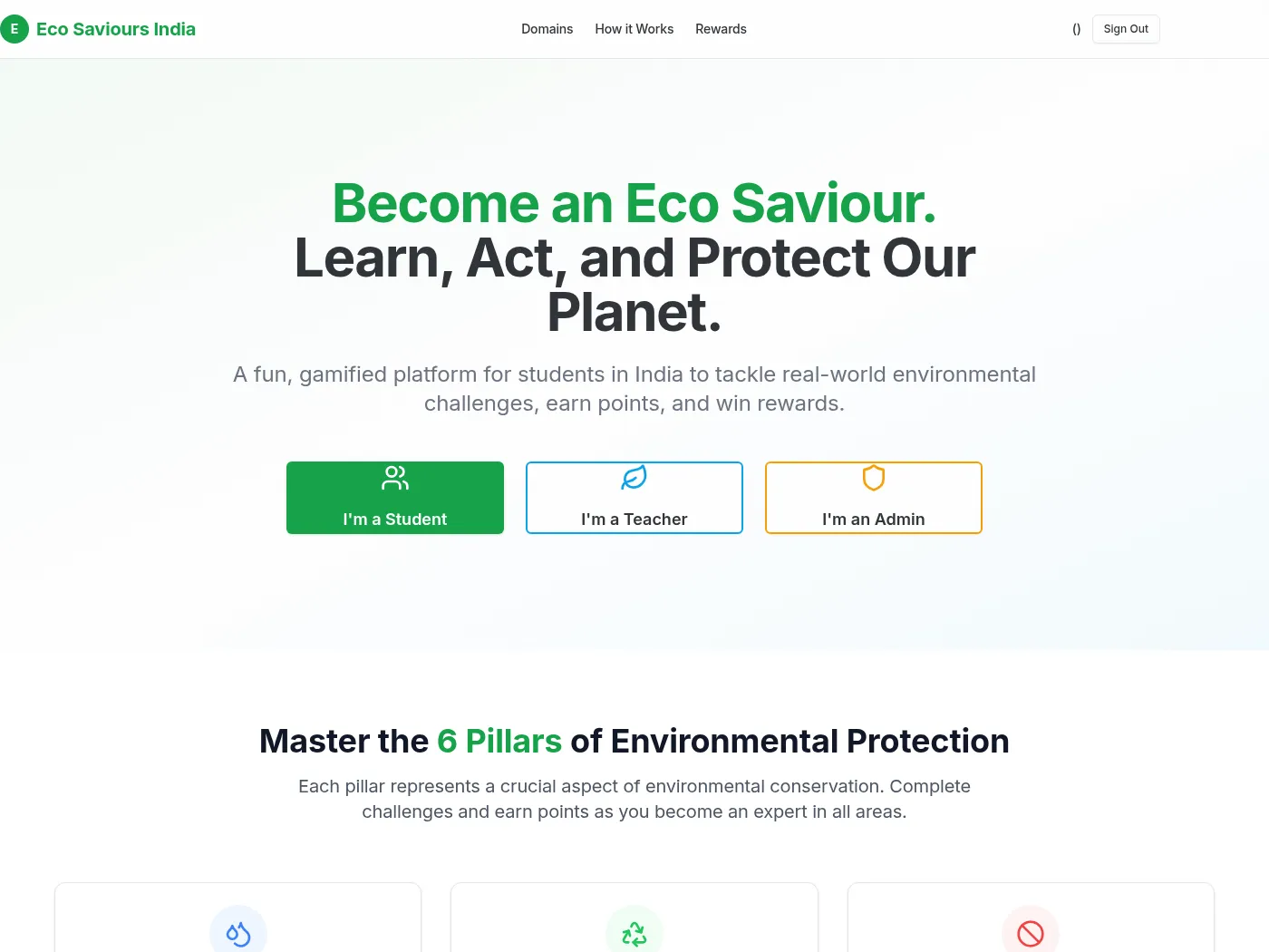 Eco Saviours India — Gamified Environmental Learning Platform for Schools