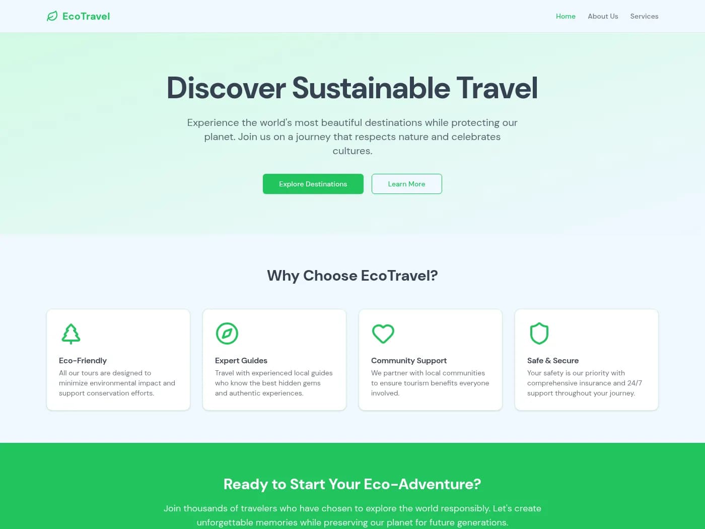 Eco Travel Agency Simple Profile Website