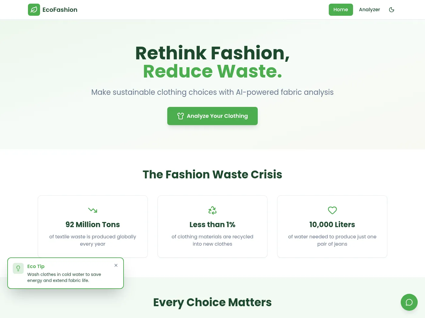 EcoFashion Companion: Educate, Analyze & Chat for Sustainable Clothing Choices