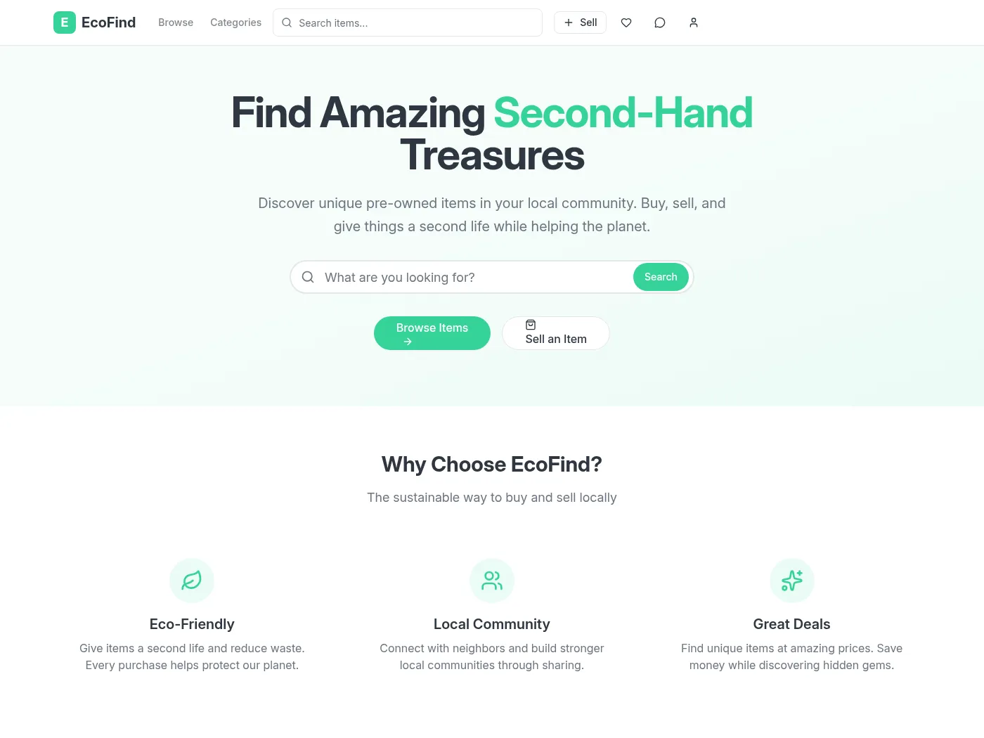 EcoFind: Local Second-Hand Marketplace Web Prototype