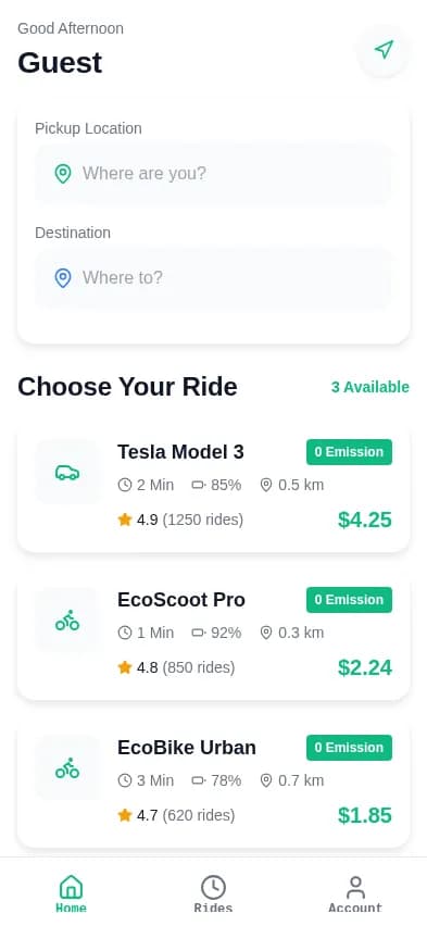 EcoGo: Production-Ready Ride-Sharing Mobile Application