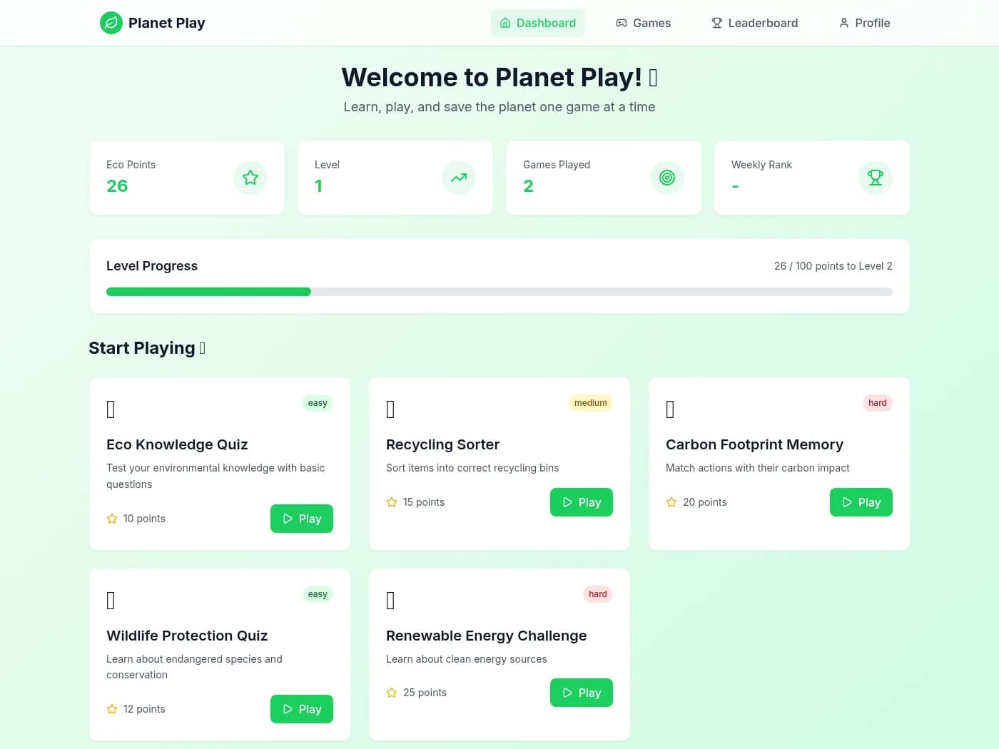 EcoLearn: Gamified Environmental Education Platform