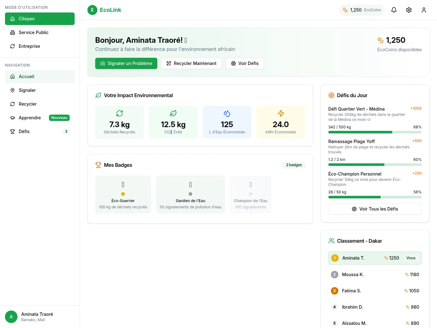EcoLink - Plateforme de Gestion Environnementale Collaborative pour l'Afrique