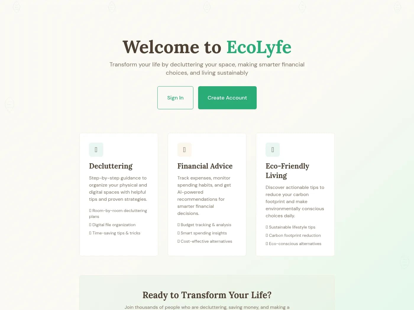 EcoLyfe: AI-Powered Life Decluttering & Green Living SaaS