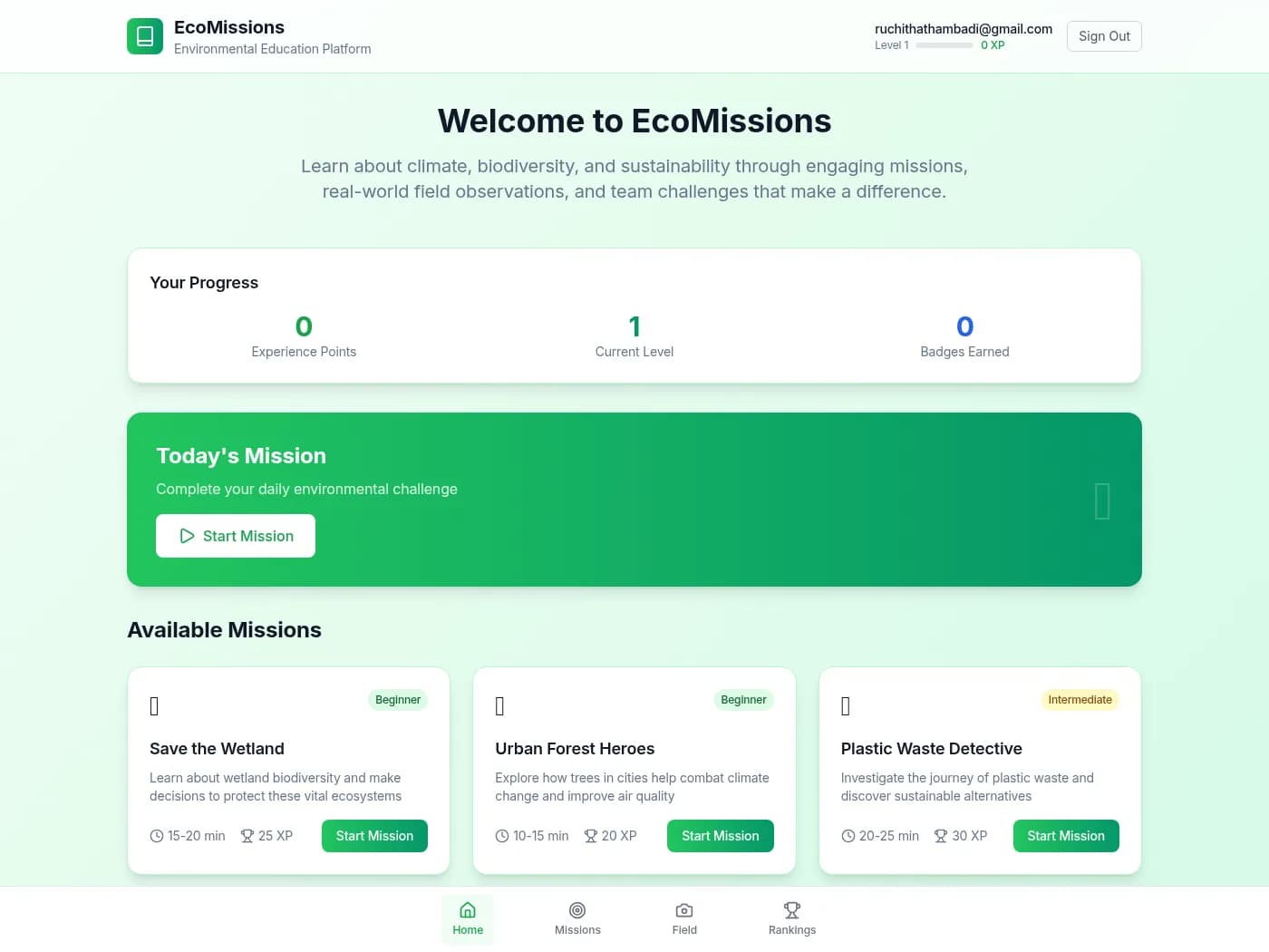 EcoMissions: Gamified Environmental Education Platform for Students & Teachers