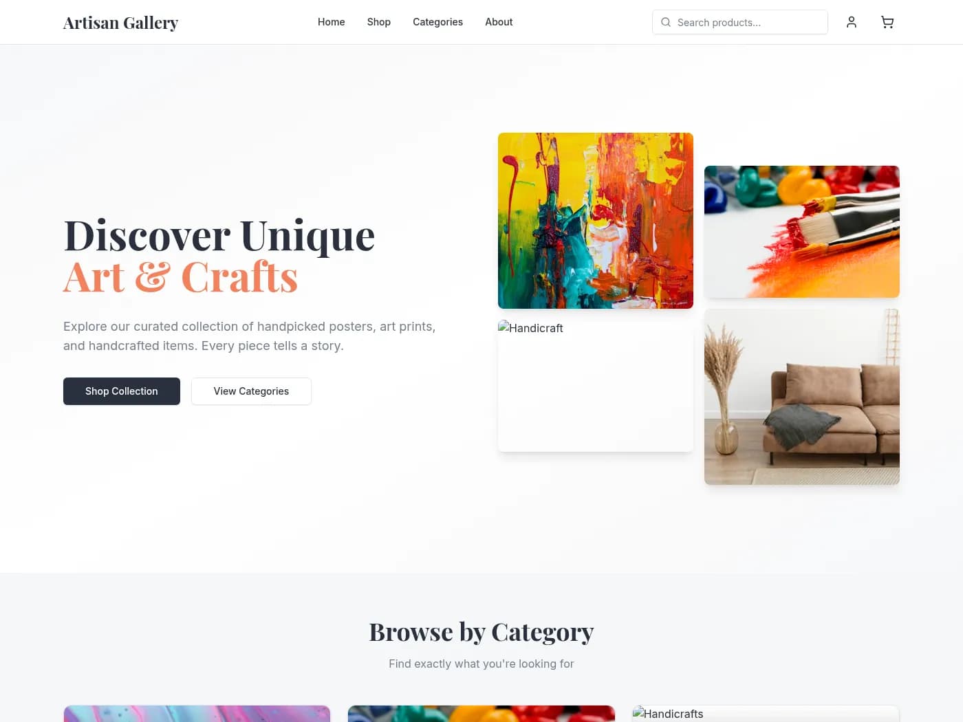 Artisan Poster & Handicraft Ecommerce Website