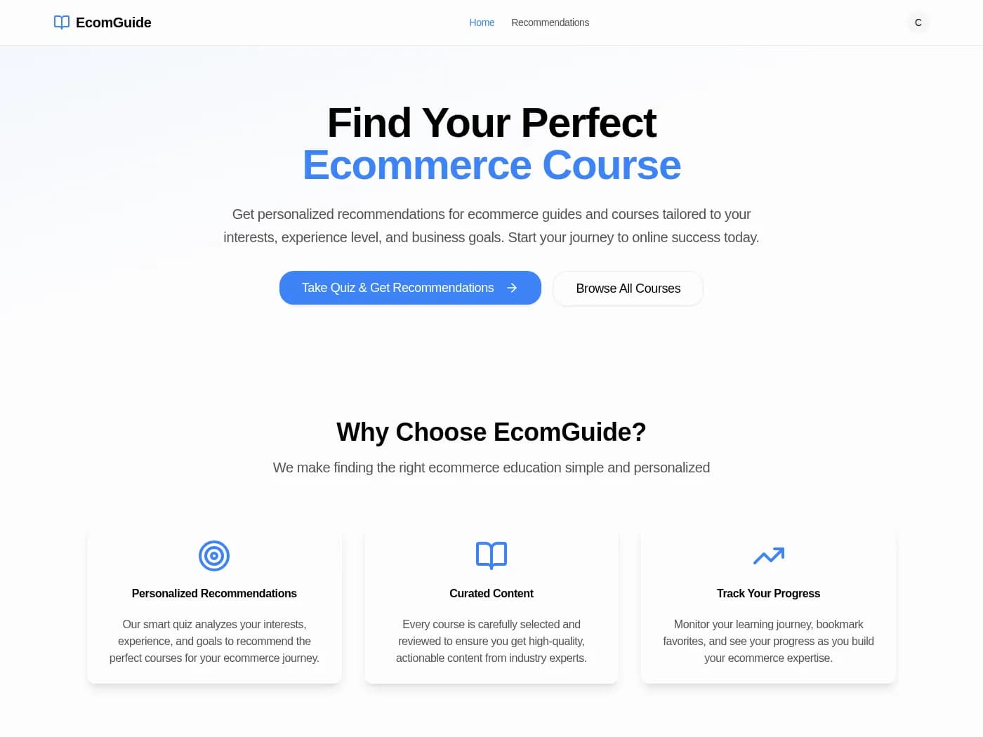 Ecommerce Guide & Course Recommender