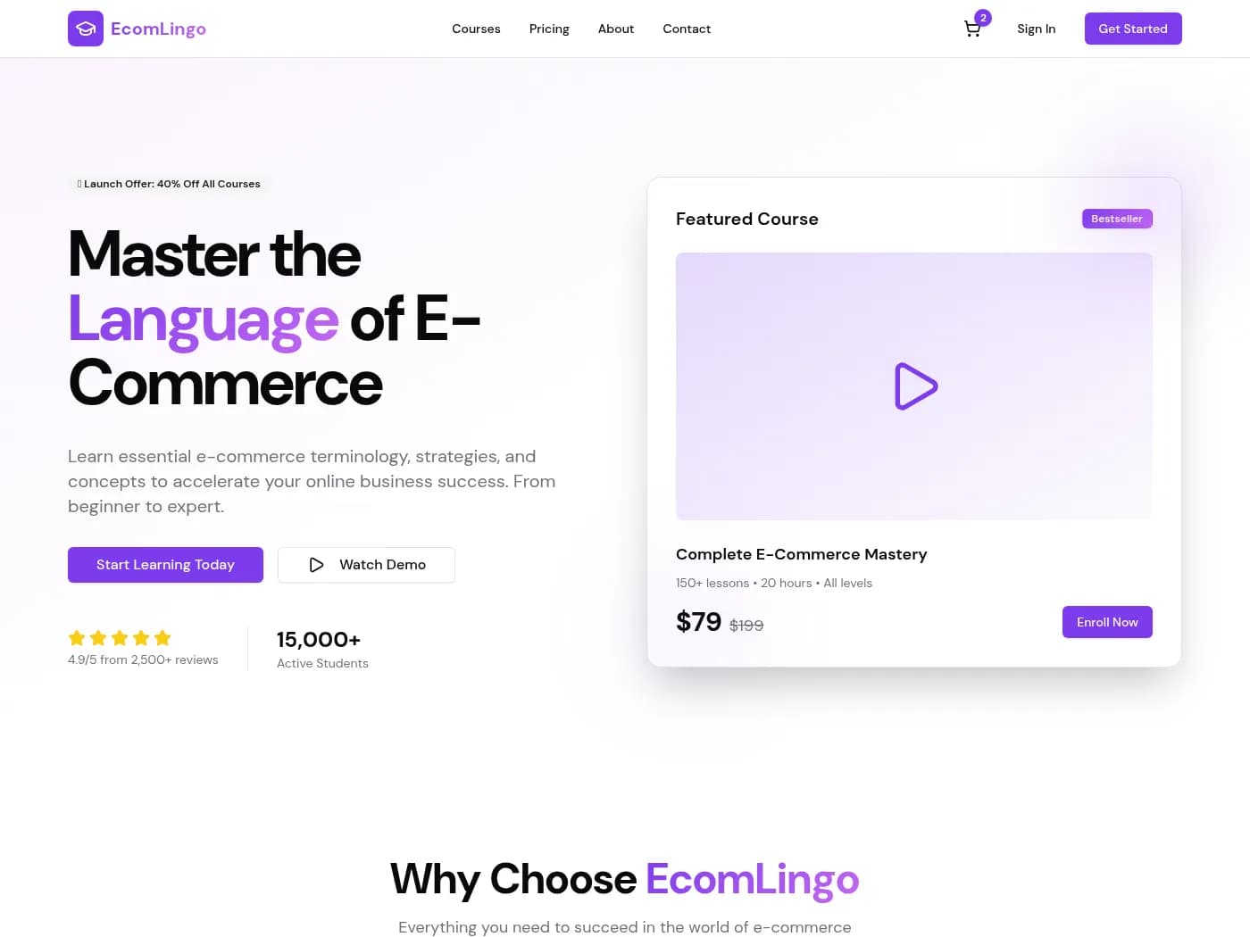 E-Commerce Language Learning Course Website