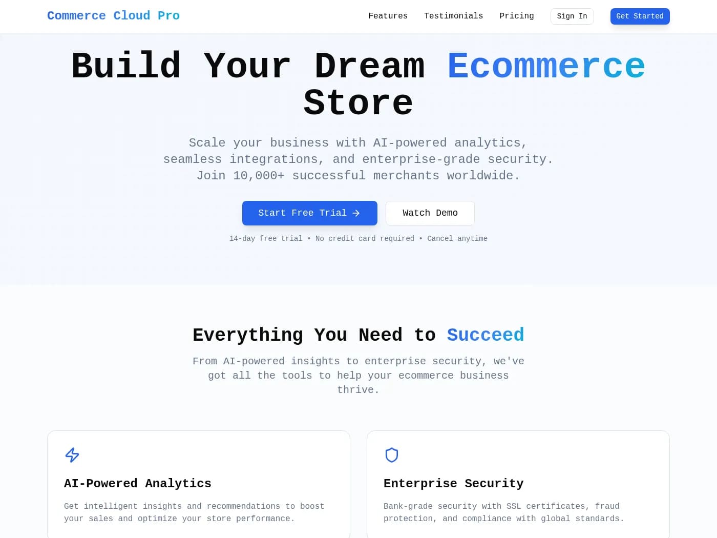 Ecommerce SaaS Landing Page