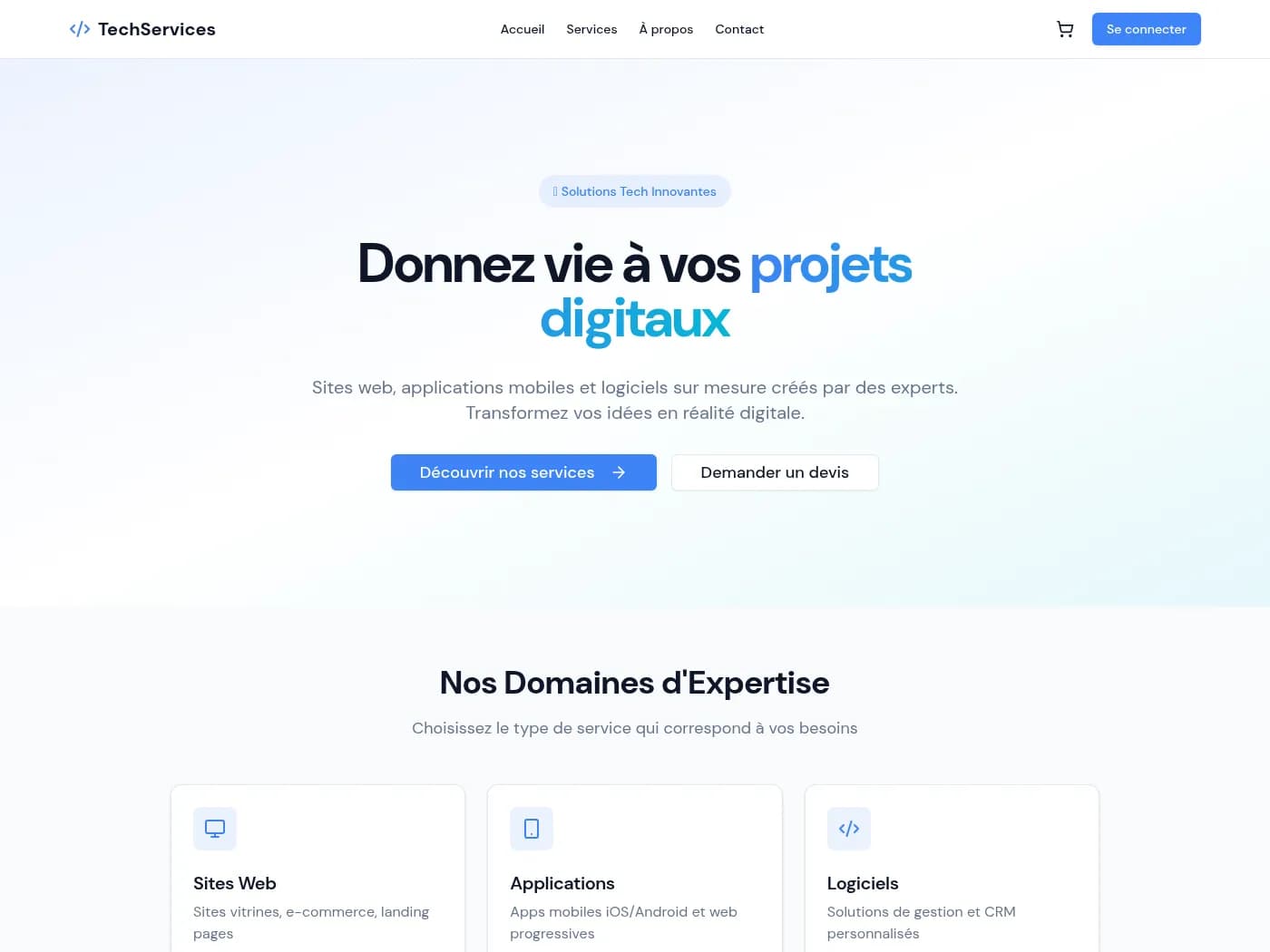 eCommerce de Services de Création de Logiciels et Sites Web