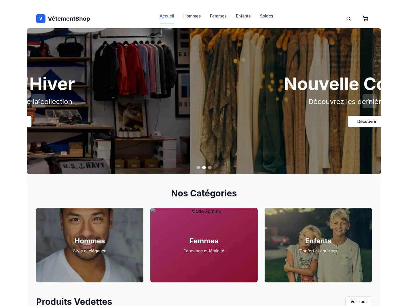 Site E-commerce Vêtements Multi-Catégories