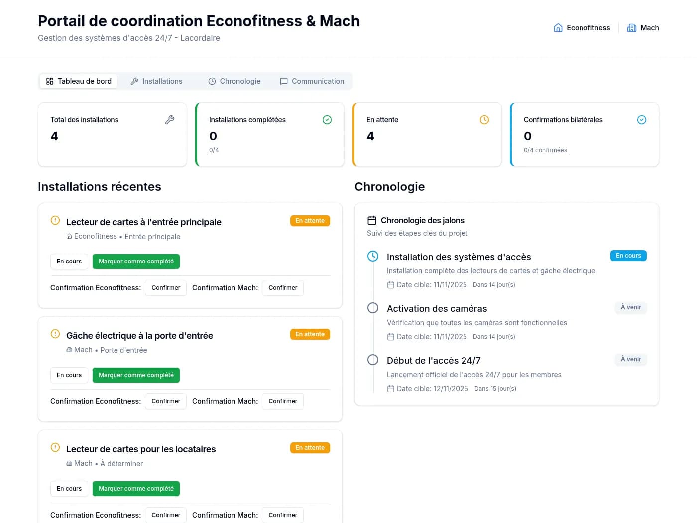 Econofitness & Mach 24/7 Access Coordination Portal