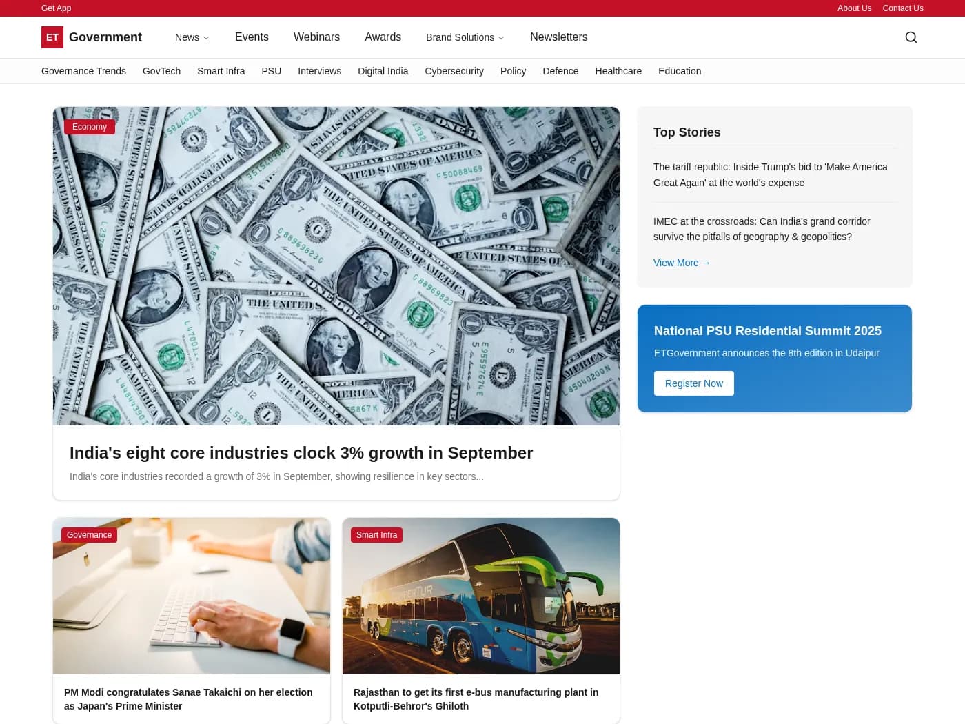 Economic Times Government Portal Clone