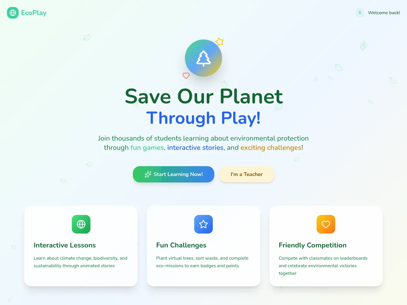 EcoPlay: Gamified Environmental Learning Platform for Kids and Students