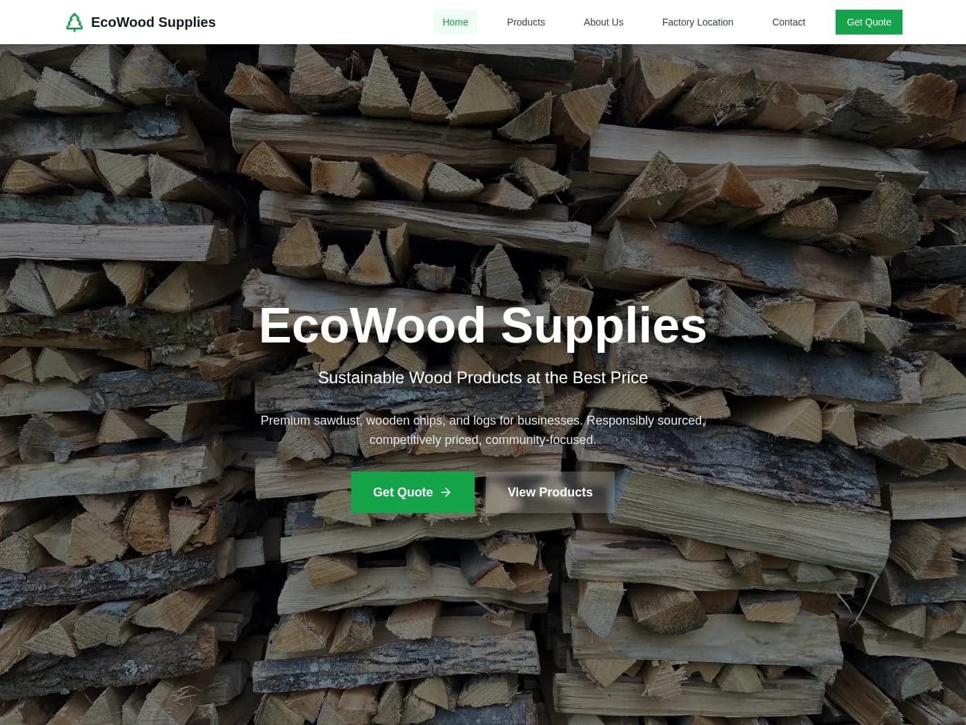 EcoWood Supplies: Sustainable Wood Products Supplier Website