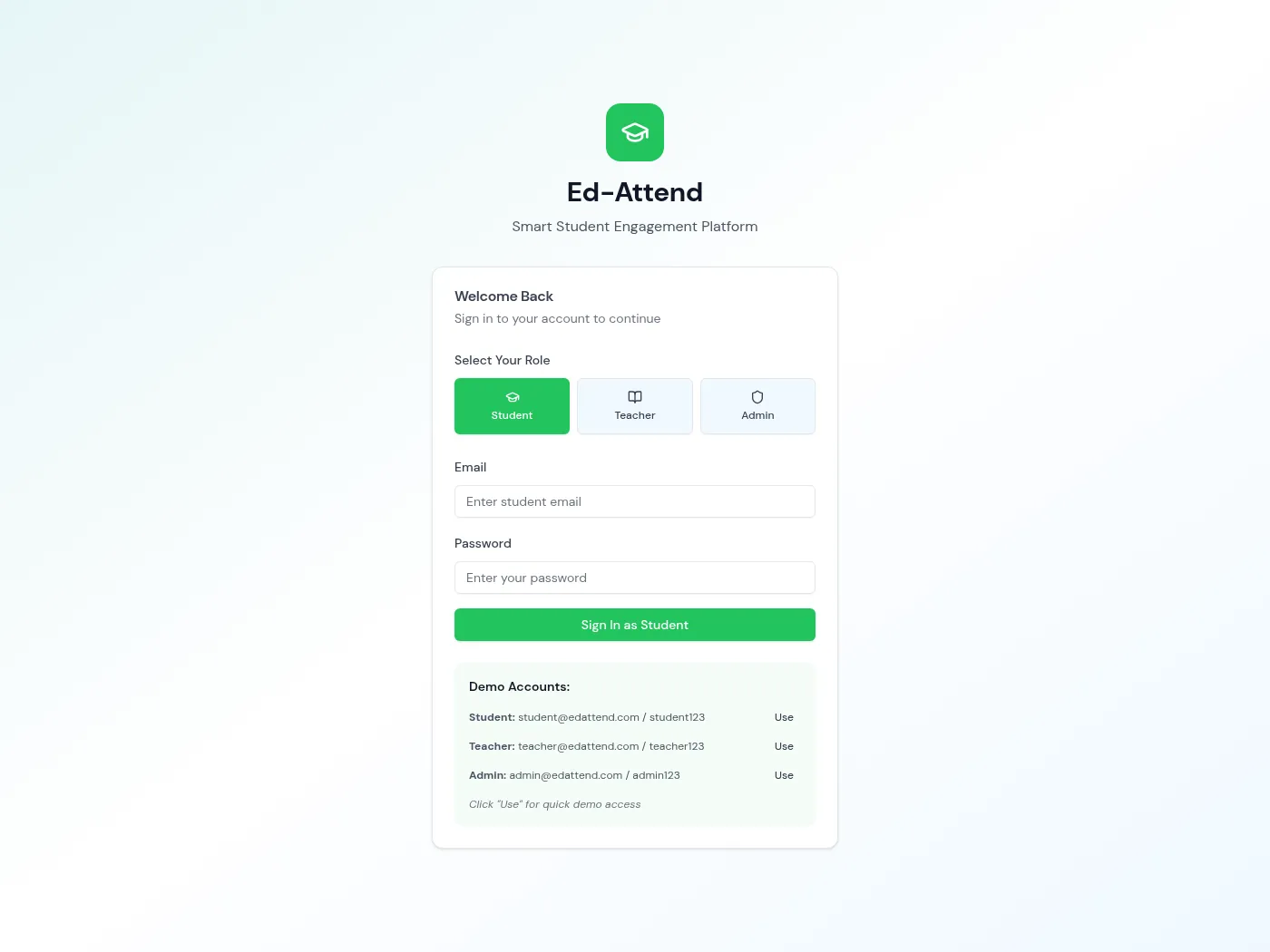 Ed-Attend – Smart Student Engagement Platform (Supabase Enhanced Version)