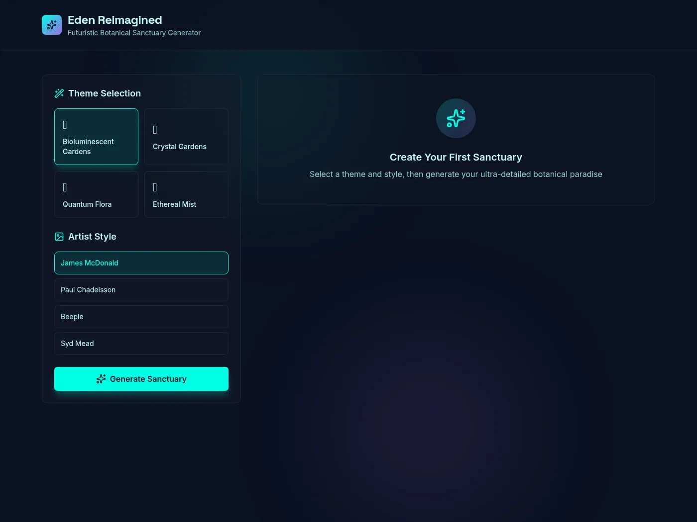 Eden Reimagined: Futuristic Botanical Sanctuary Art Generator
