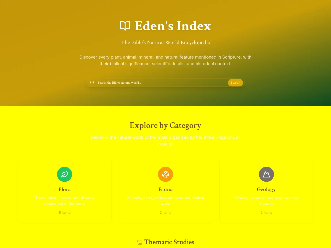 Eden's Index: The Bible's Natural World Encyclopedia
