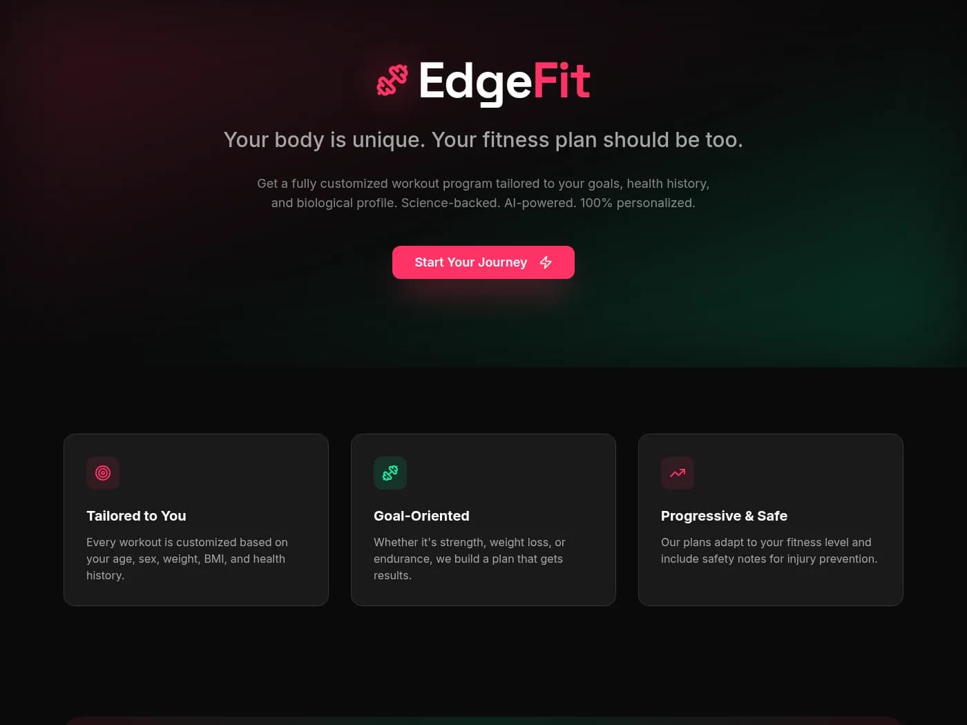 EdgeFit: Personalized Fitness Program Generator