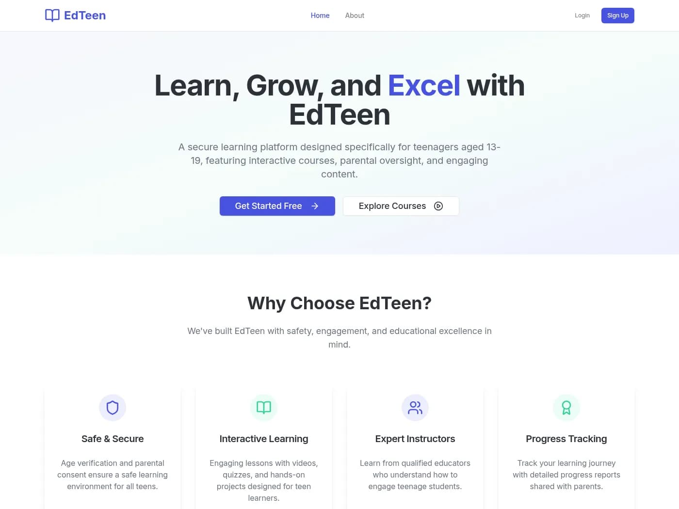 EdTeen: Full-Stack EdTech Platform with Parental Consent for Ages 13–19