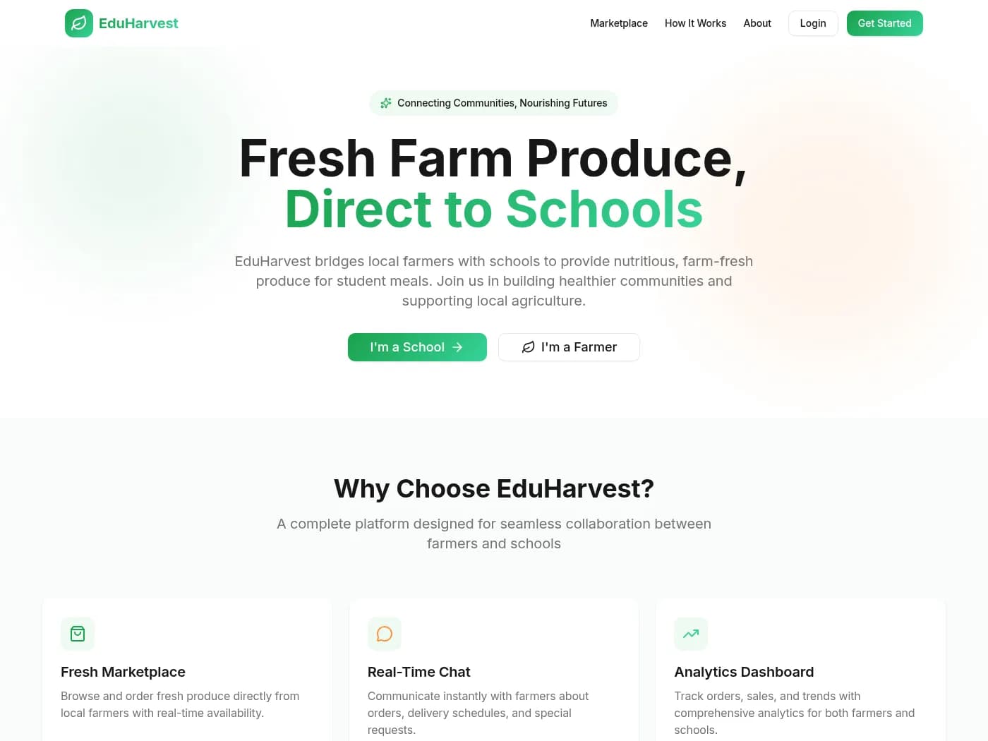 EduHarvest – Connect Farmers & Schools with Real-Time Marketplace