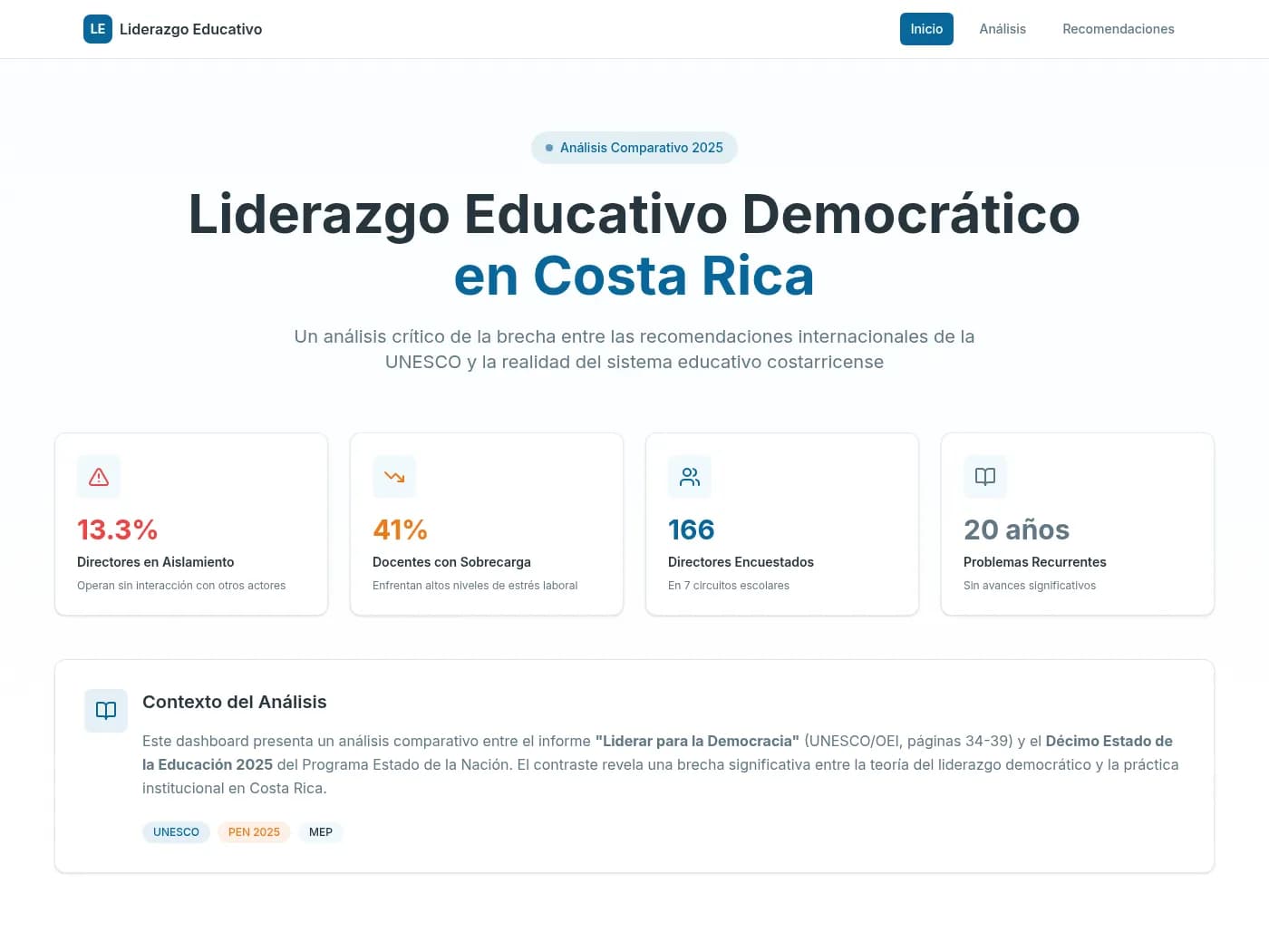 Educational Leadership Dashboard for Democratic School Cultures in Costa Rica