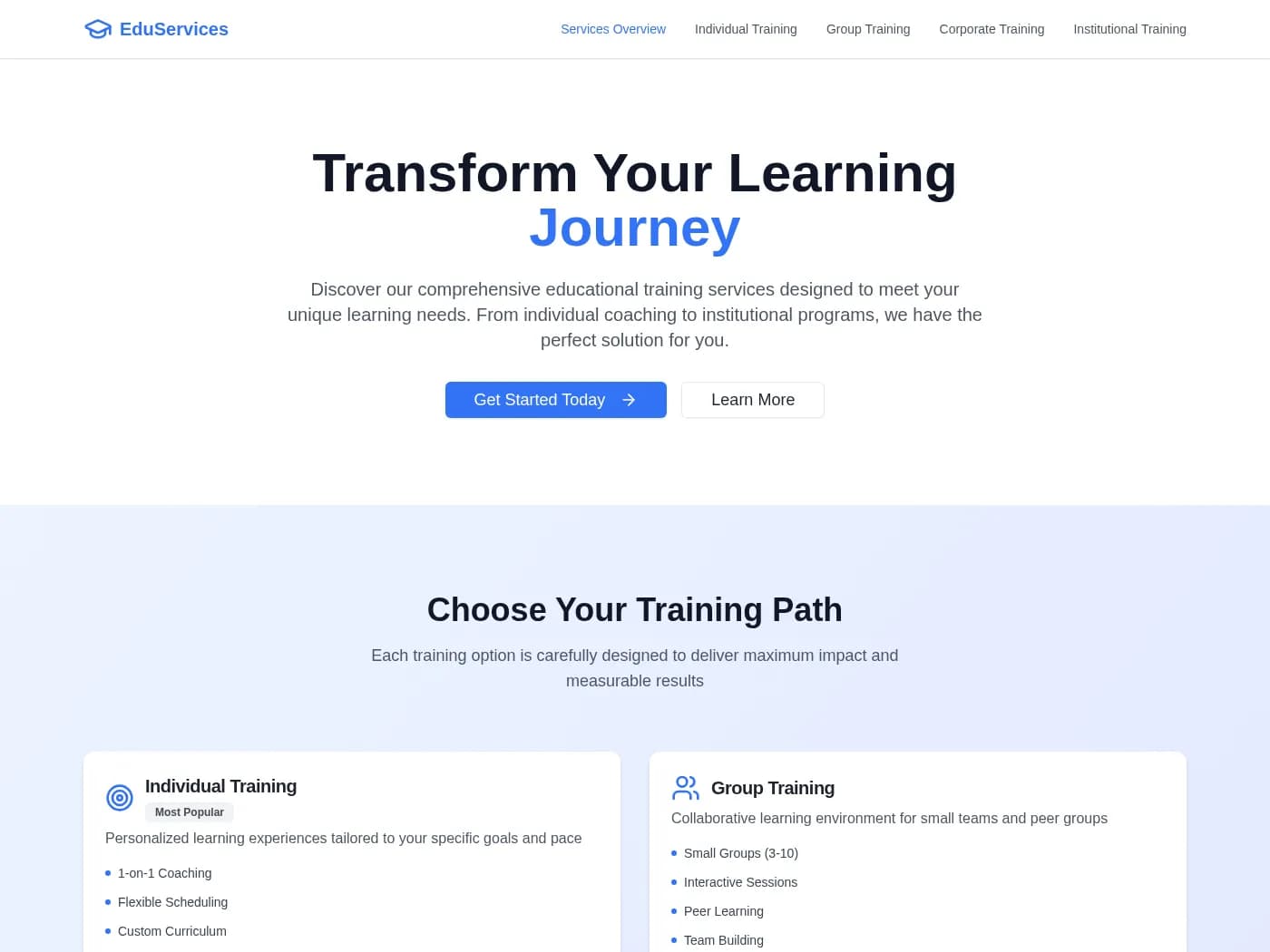 Comprehensive Educational Training Services Page