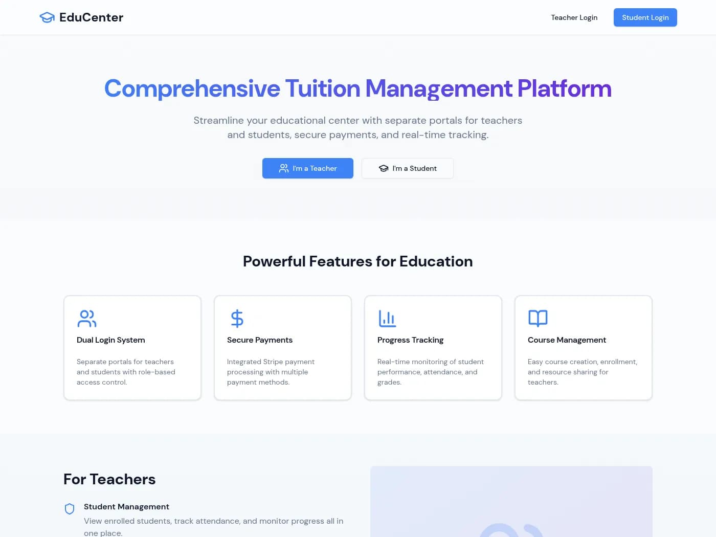 EduCenter - Comprehensive Tuition Management Platform