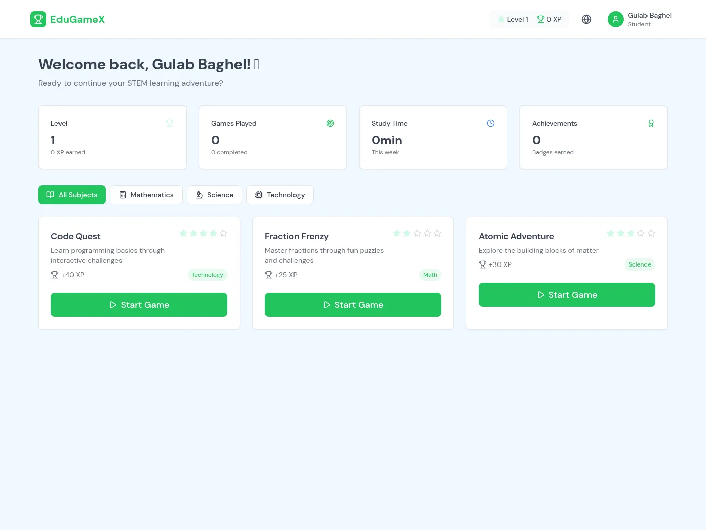 EduGameX: Gamified Learning Platform for Rural STEM Education
